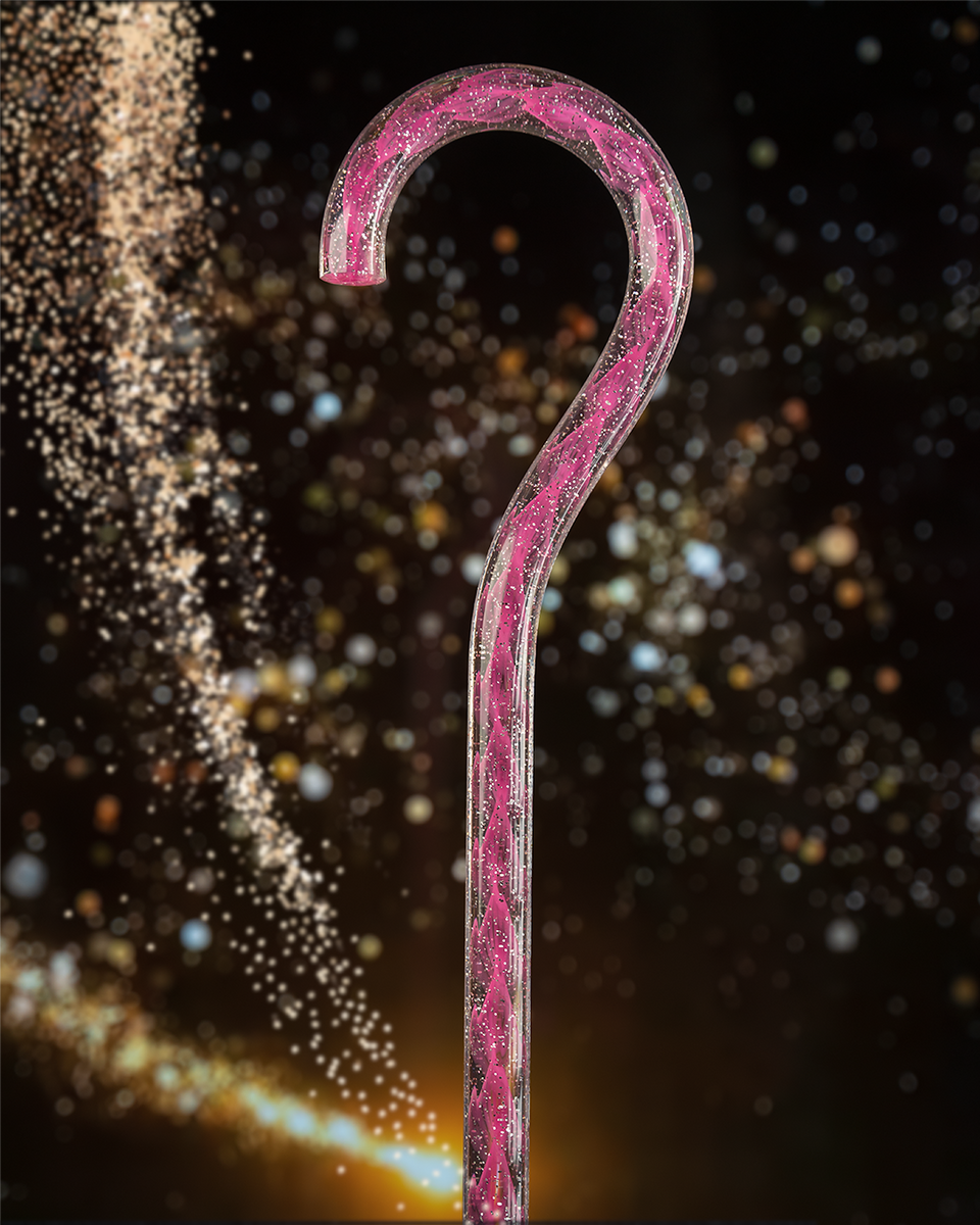 Once Upon a Dream – Pink Glitter Acrylic Walking Stick – Neo Walk